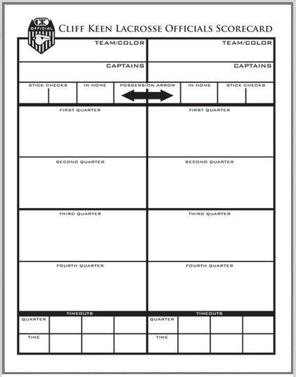 Cliff Keen Lacrosse Referee Score Cards (Pack of 25) | Gerry Davis Sports